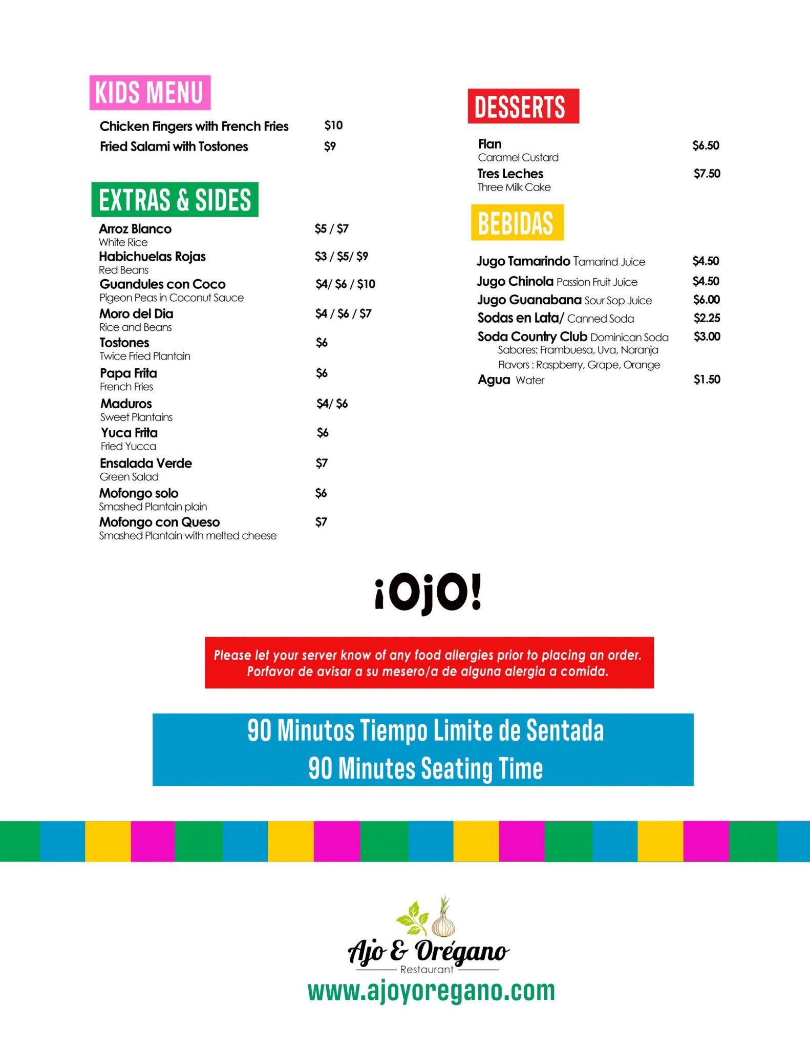 Menu - Ajo Y Oregano